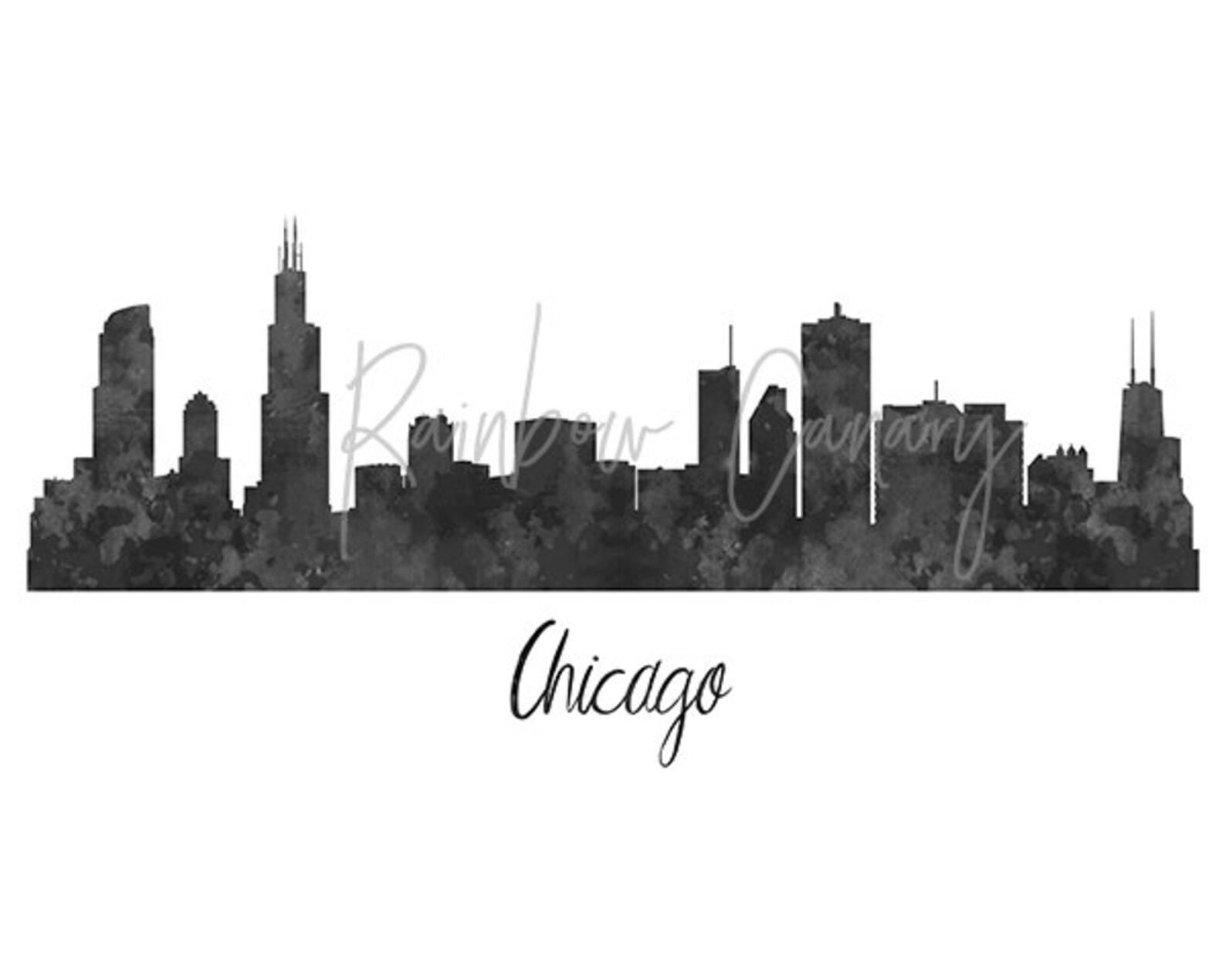 Chicago City Skyline Printable Chicago Silhouette Print - Etsy