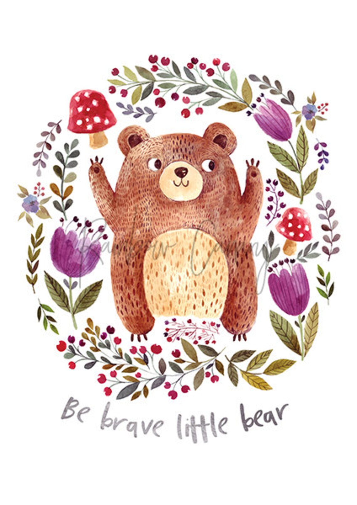 Be Brave Little Bear Printable Art Quote Print Bear Nursery - Etsy