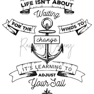 Nautical Quote Anchor Printable Life Quote Gift for Sailor Black and ...