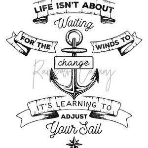 Nautical Quote Anchor Printable Life Quote Gift for Sailor Black and ...