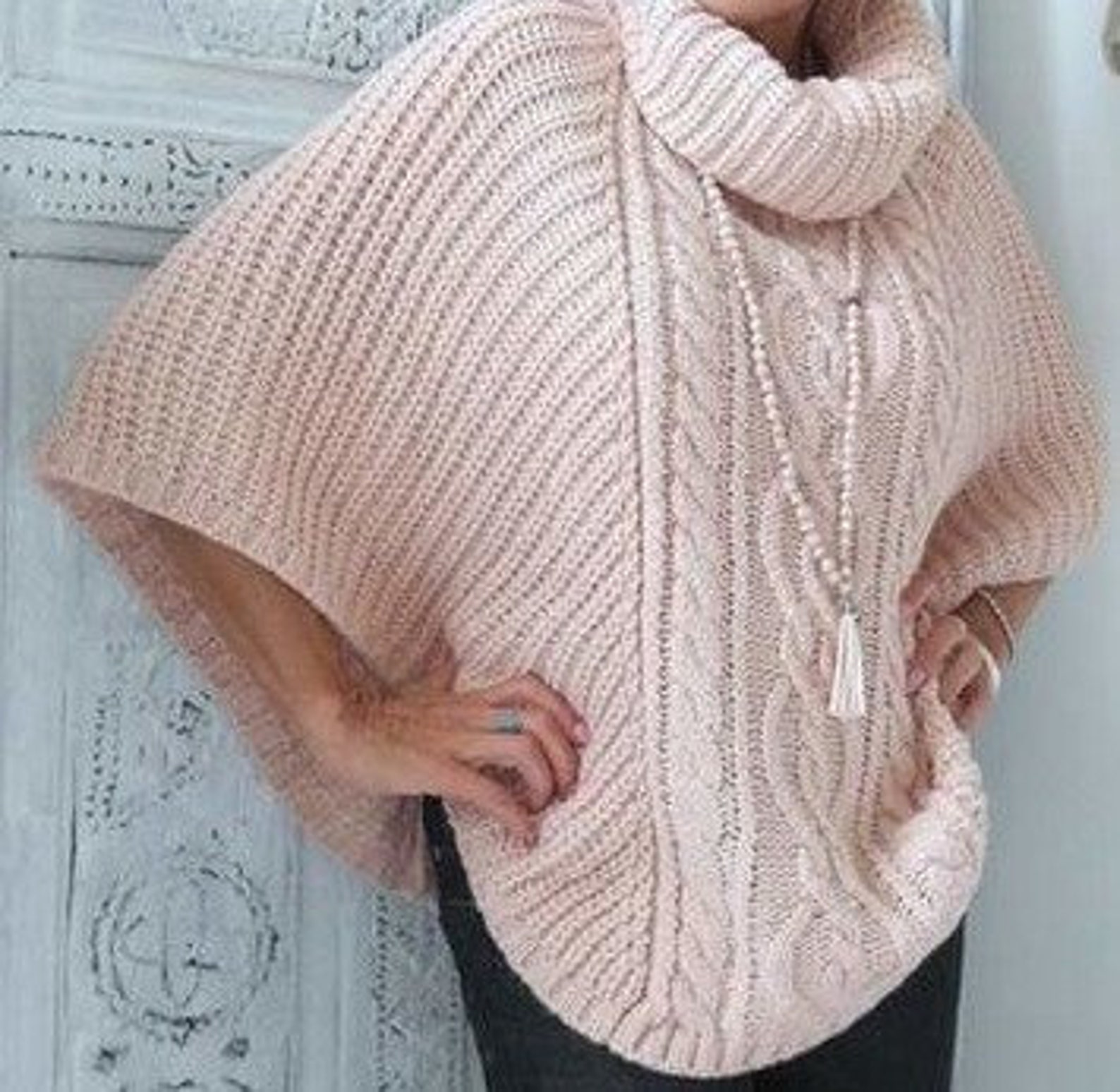 Poncho de mujer, Poncho tejido a mano, Ropa de invierno, Poncho de ...