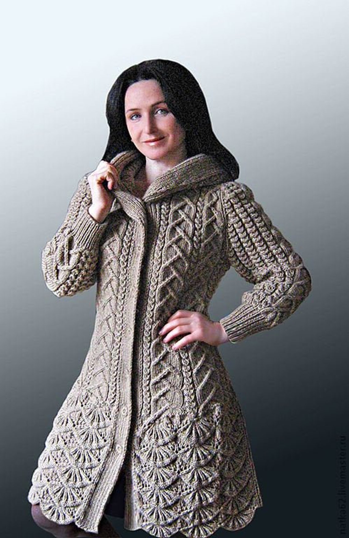 Hand Knit Women's Coat Aran, Women's Jacket, Women Cardigan, Hand ...