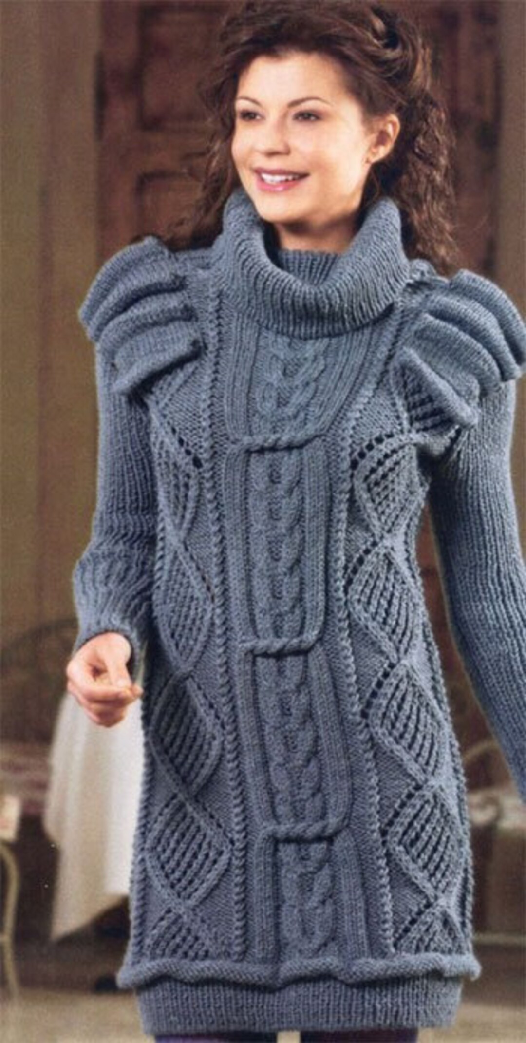 Knitted Tunic With Polo Collar, Hand-knitted Tunic, Winter Tunic ...