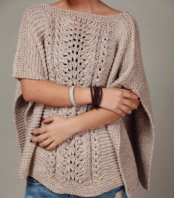Women's Poncho Hand Knitted Poncho Cotton Poncho - Etsy