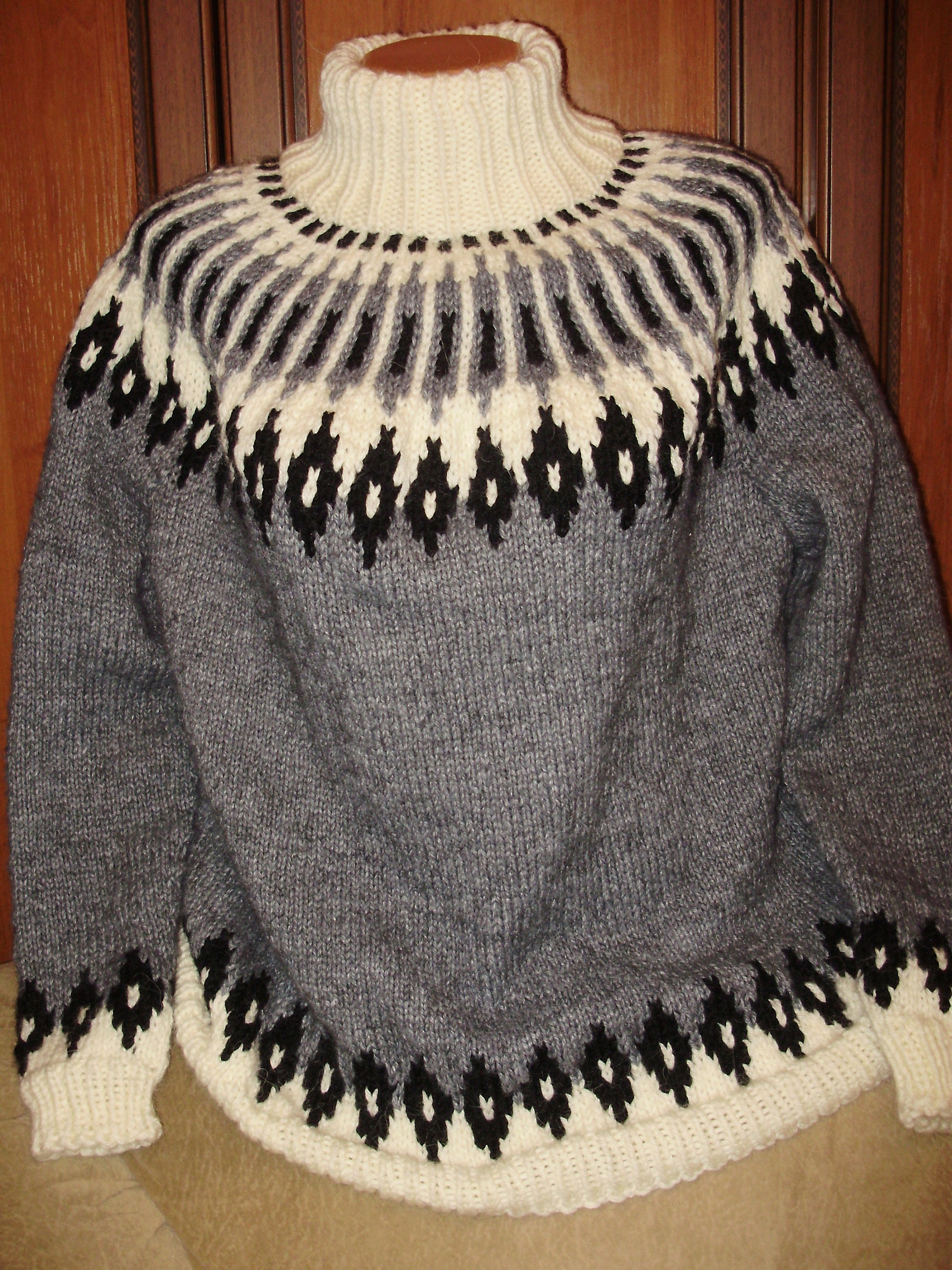 Knitted Sweater With Icelandic Motifs, Icelandic Sweater, Hand-knitted ...