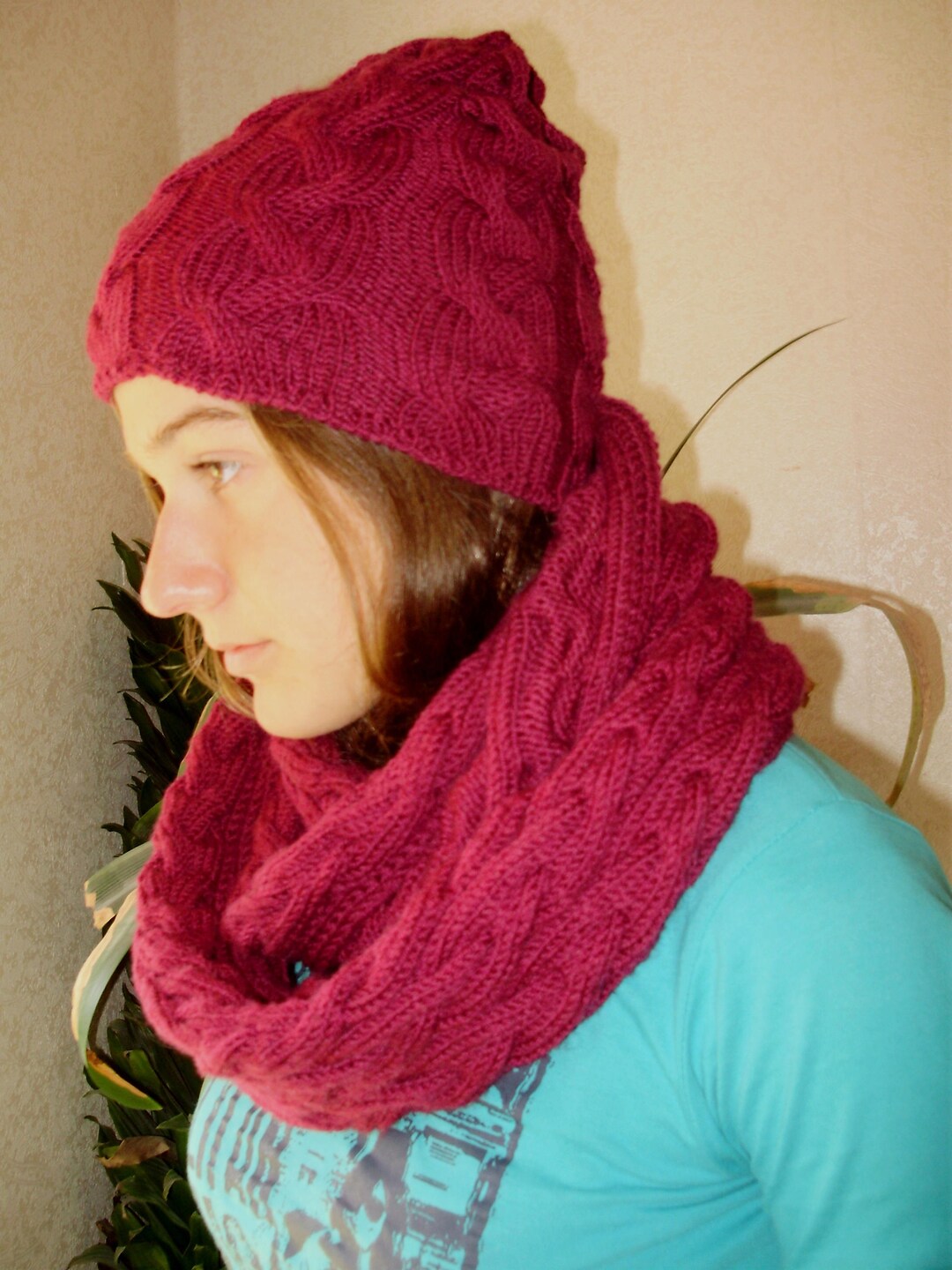 Knitted Scarf With Hat, Set of Shawl and Hat, Winter Scarf, Winter Hat ...