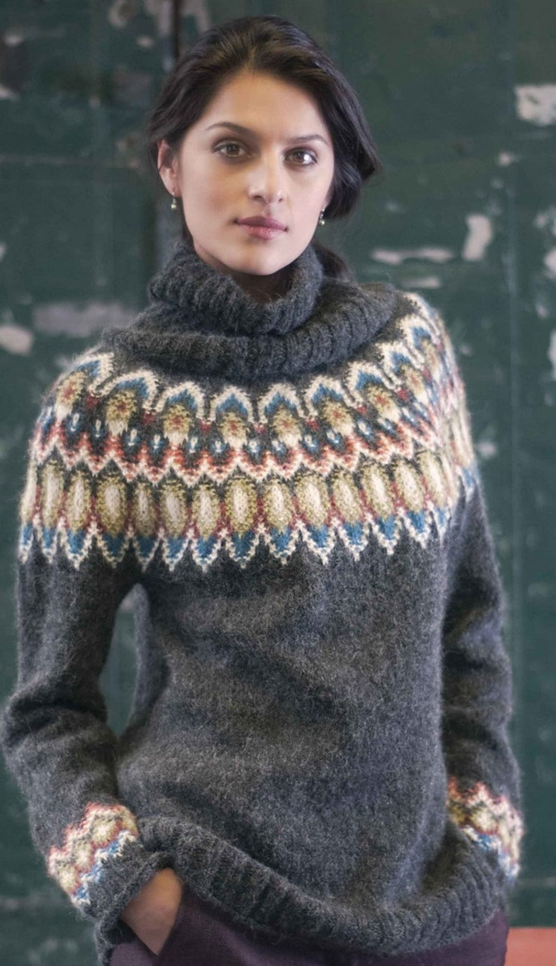 Knitted Sweater With Icelandic Motifs, Icelandic Sweater, Hand-knitted ...