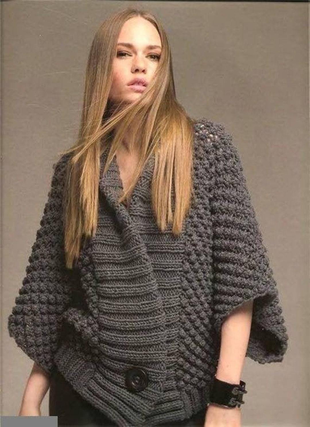 Women's Poncho, Hand Knitted Poncho, Winter Clothing, Knitted Poncho ...