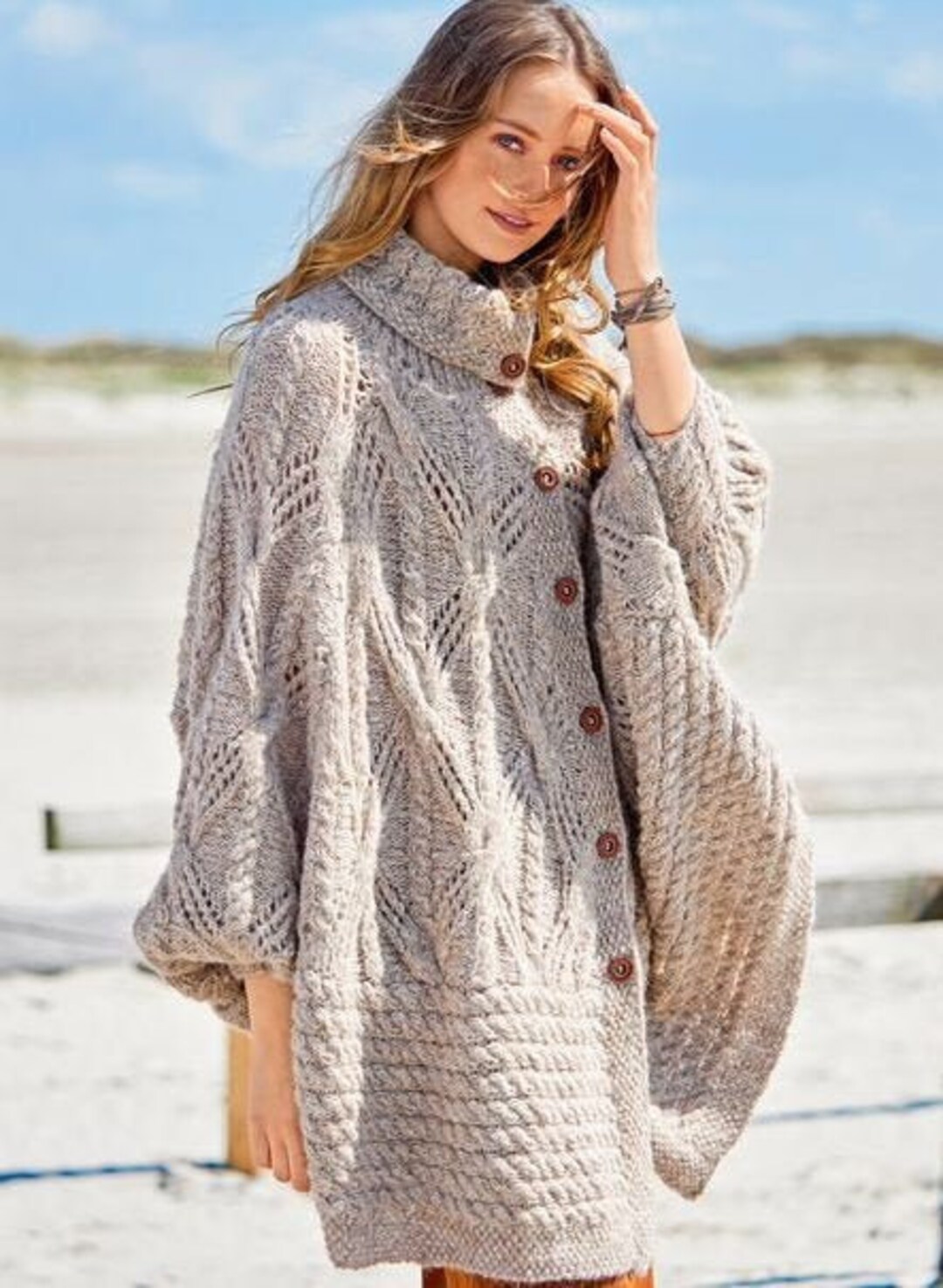Women's Poncho, Hand Knitted Poncho, Winter Clothing, Knitted Poncho ...