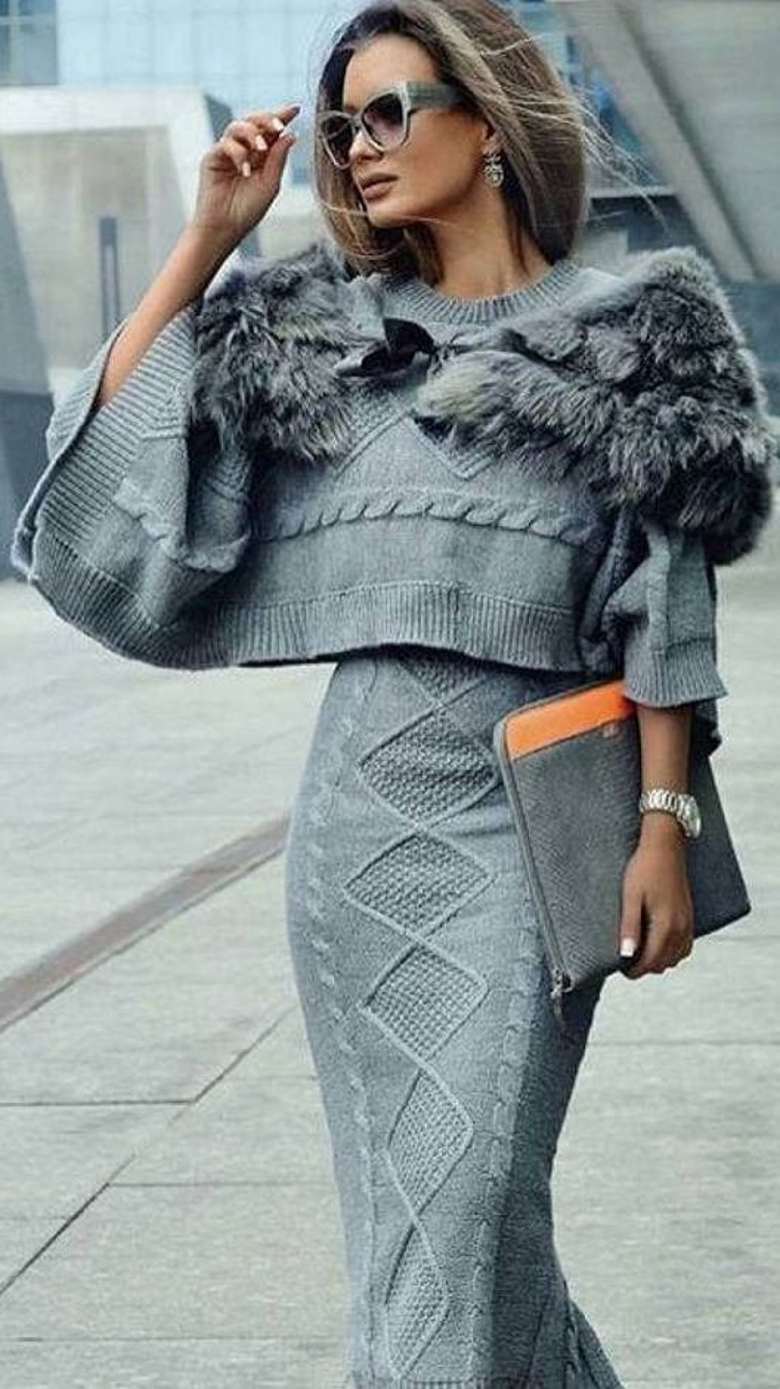 Handmade Knitted Ladies Set, Ladies Dress, Spring Garment, Casual and ...