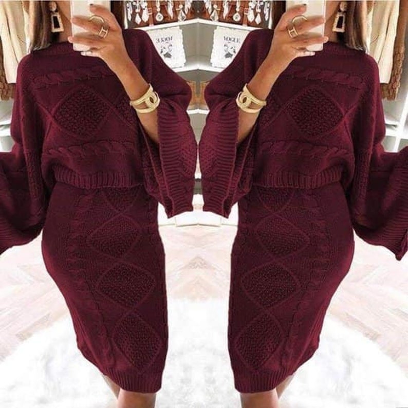 Handmade Knitted Ladies Set, Ladies Dress, Spring Garment, Casual and ...