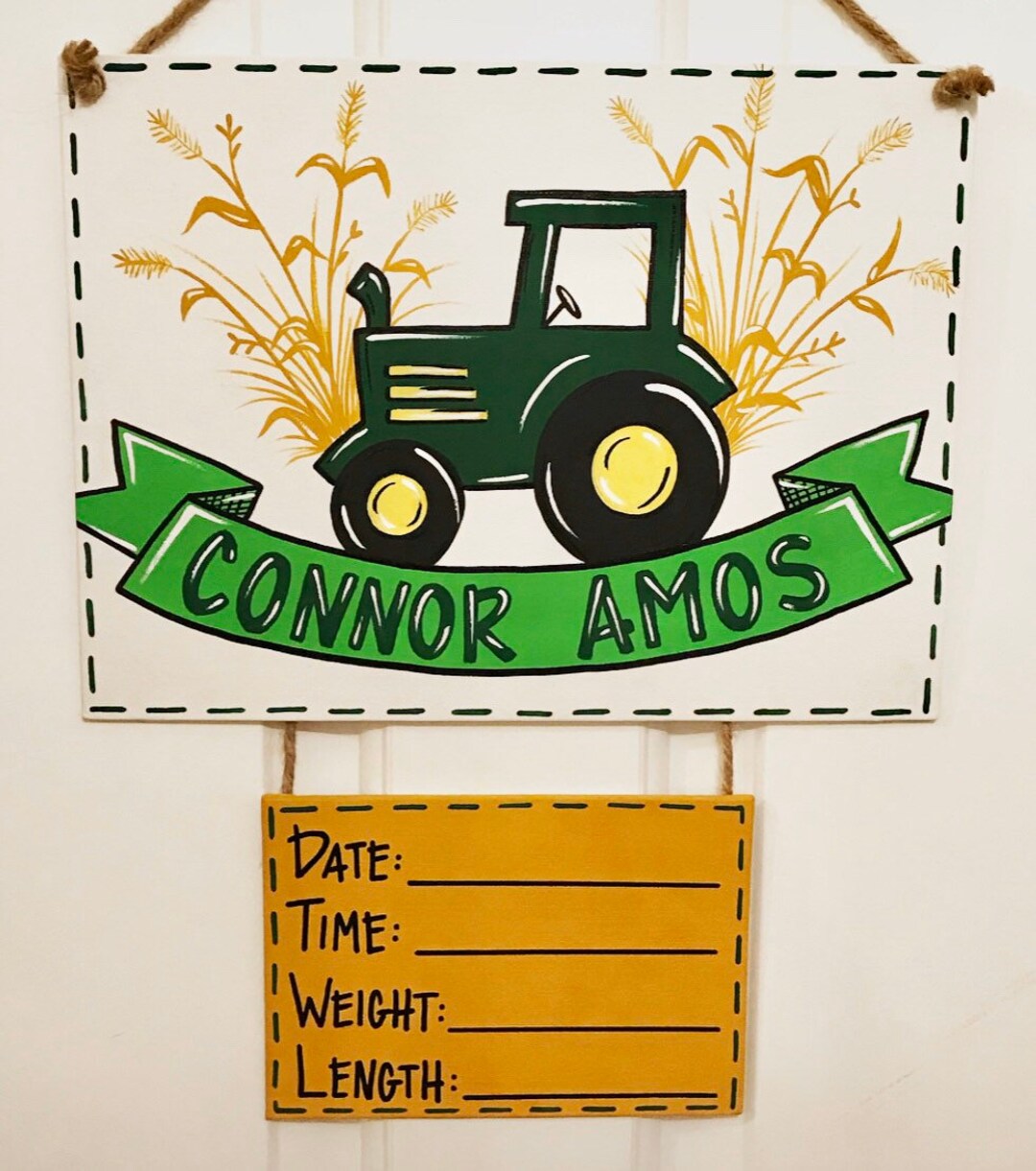 Tractor Hospital Door Hanger | Birth Stats Sign | Baby Birth ...