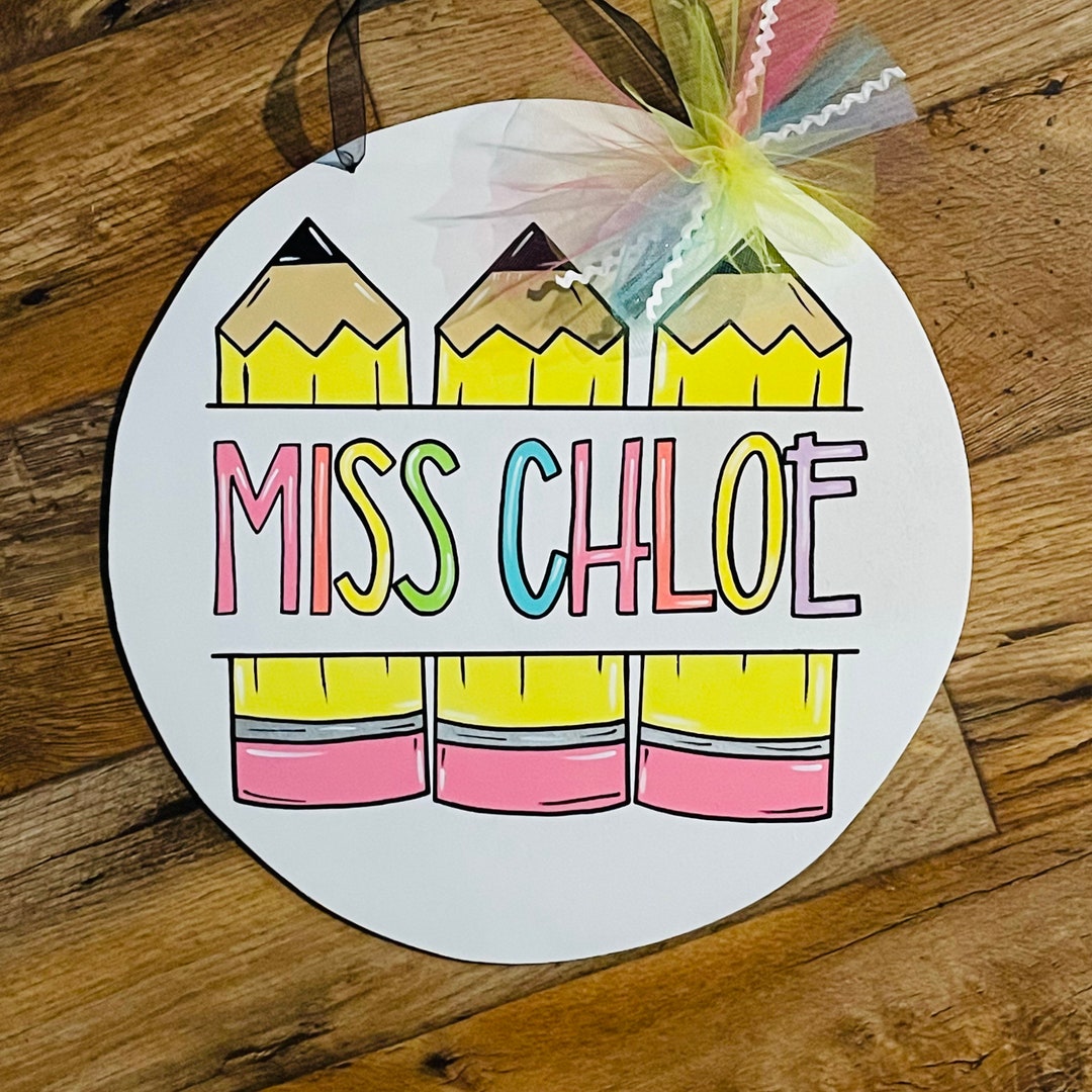 Pastel Pencil Door Hanger | Teacher Door Hanger | Teacher Gift | Last ...