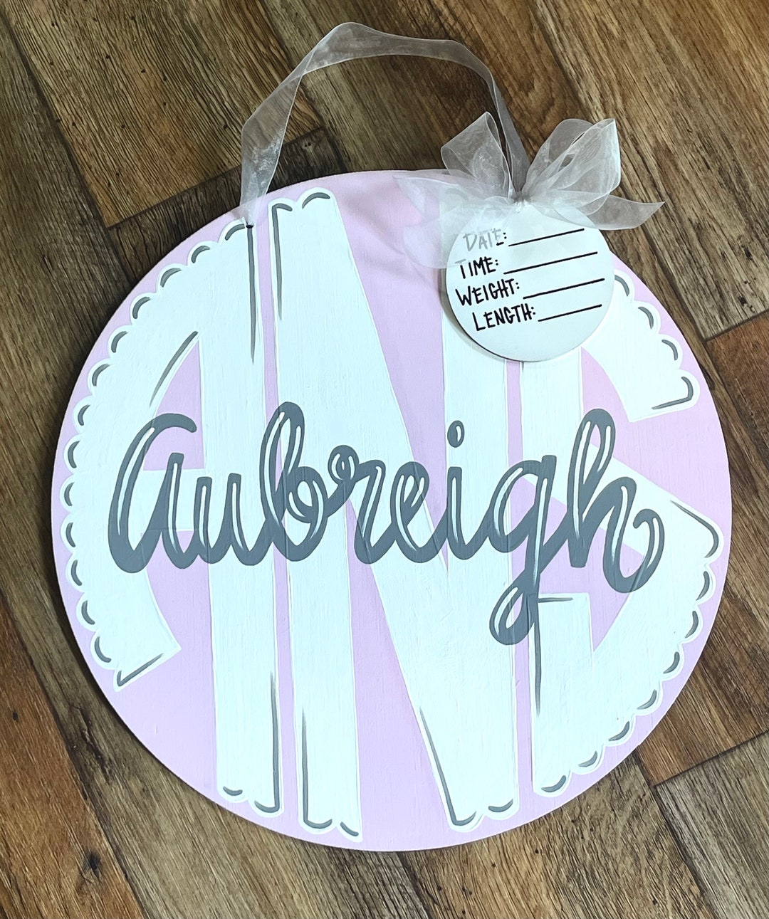 Monogram Hospital Door Hanger | Birth Stats Sign | Baby Birth ...