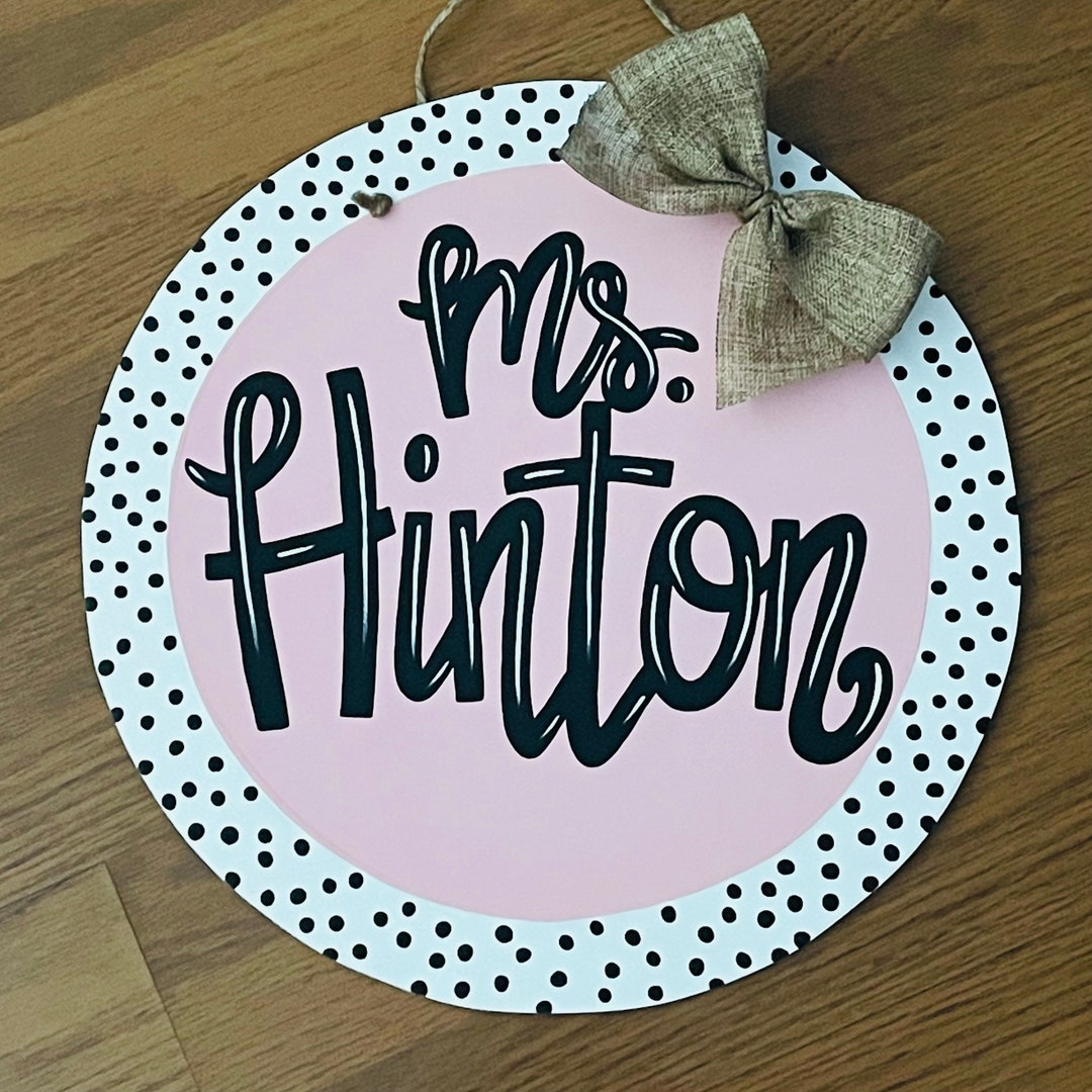 Polka Dot Door Hanger | Teacher Door Hanger | Teacher Gift | Last Name ...