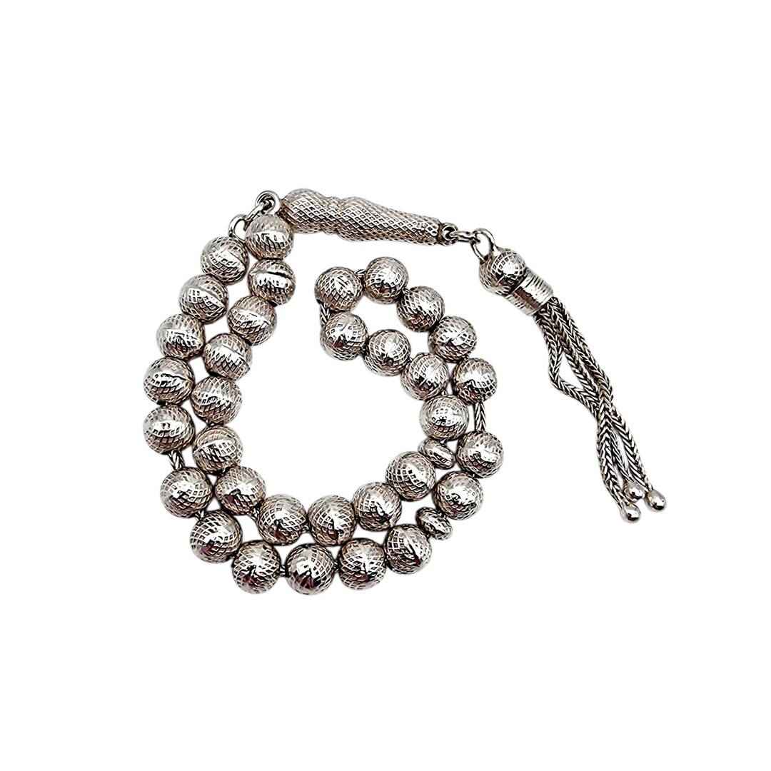 Vintage Silver Prayer Beads Tesbih Misbaha 33 Beads 6 Mm Faceted ...