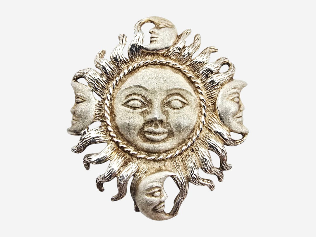 Vintage Mexican Silver Sun & Moon Pendant Brooch – TM-90 Taxco ...
