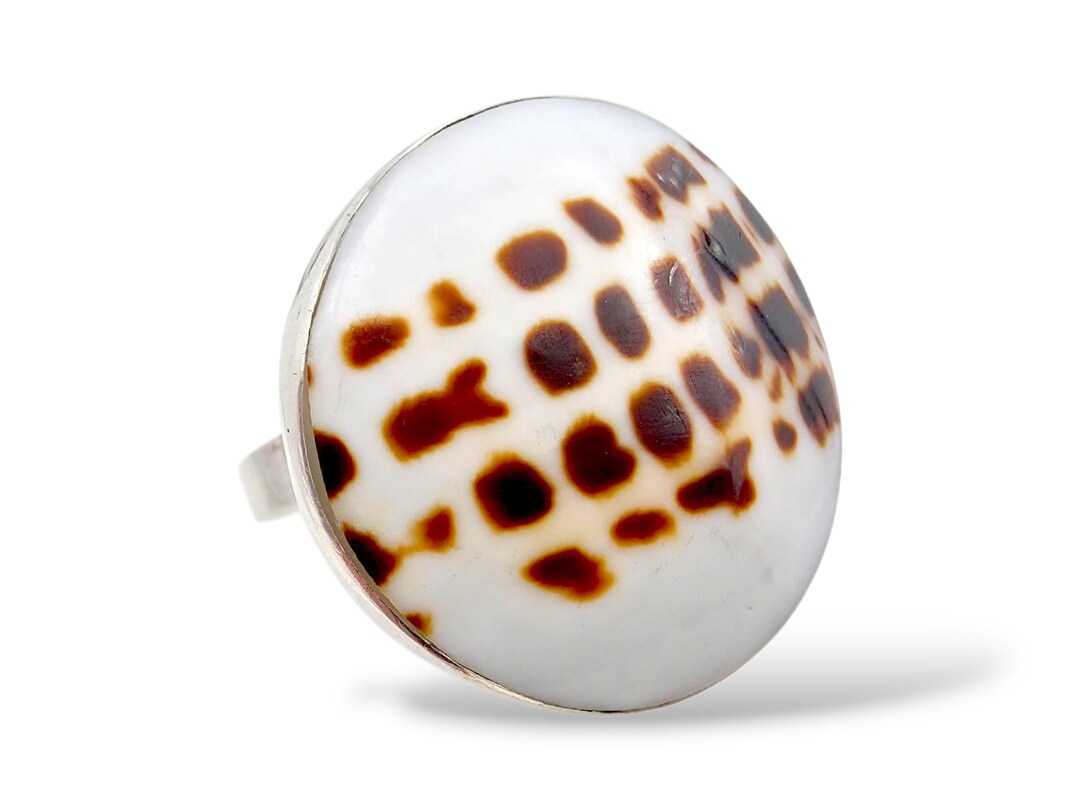 Vintage Sterling Silver Shell Ring – Natural Cowrie Shell Statement ...