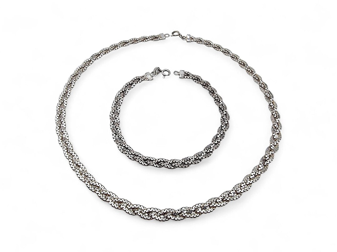 Vintage 835 Silver Rope Chain Set, Necklace and Bracelet, 6 Mm, 41 Cm ...