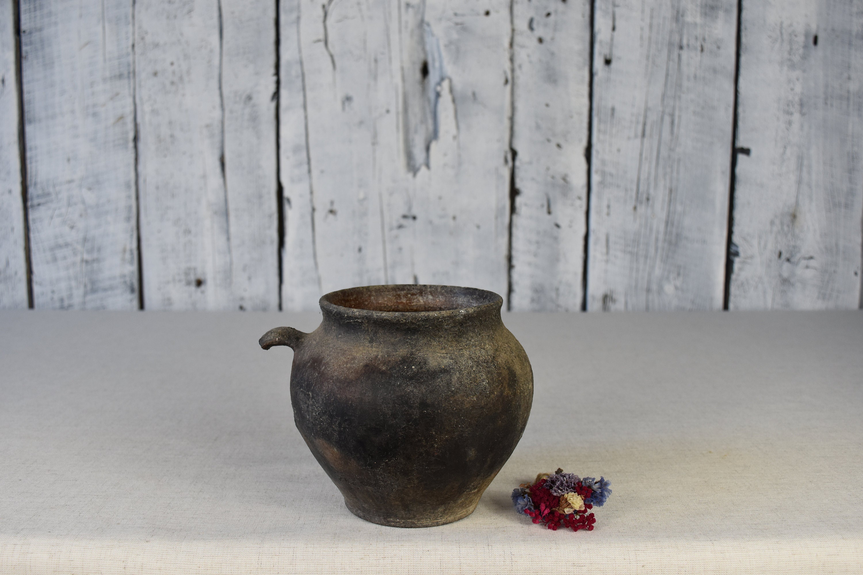 Vintage clay vessel / Antique clay pot / Rustic ceramic bowl / | Etsy