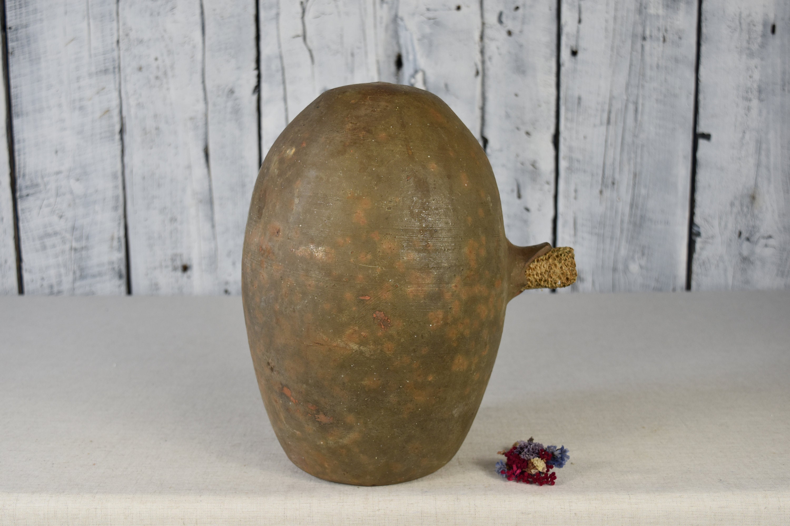 Vintage Clay Vessel / Antique Clay Barrel / Ceramic Bowl / | Etsy