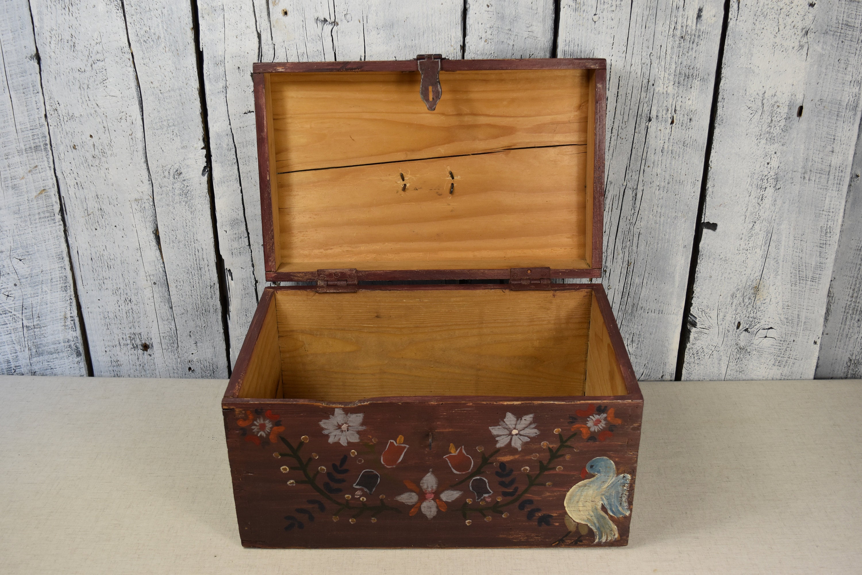 Wooden Chest / Vintage Wooden Box / Wooden Box With a Lid / | Etsy