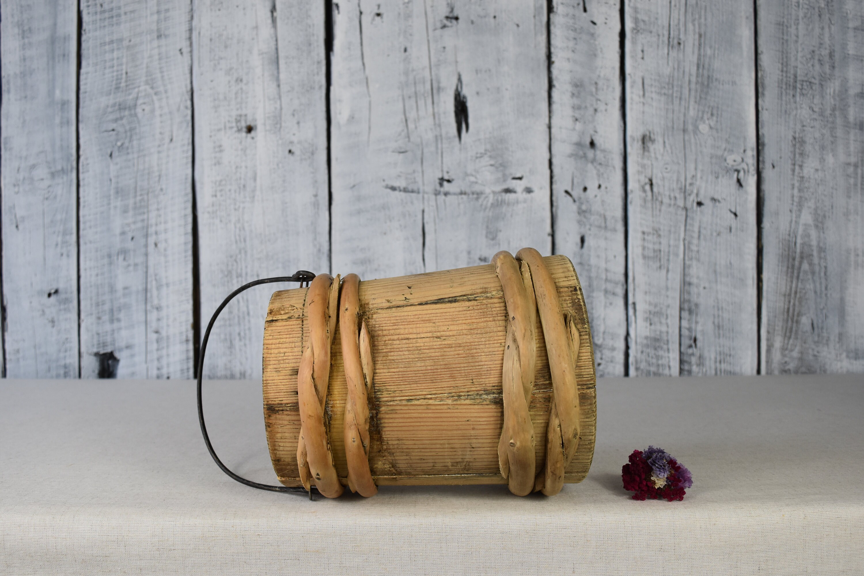 Antique Wooden Bucket / Rustic Wooden Bowl / Handmade Bucket / - Etsy