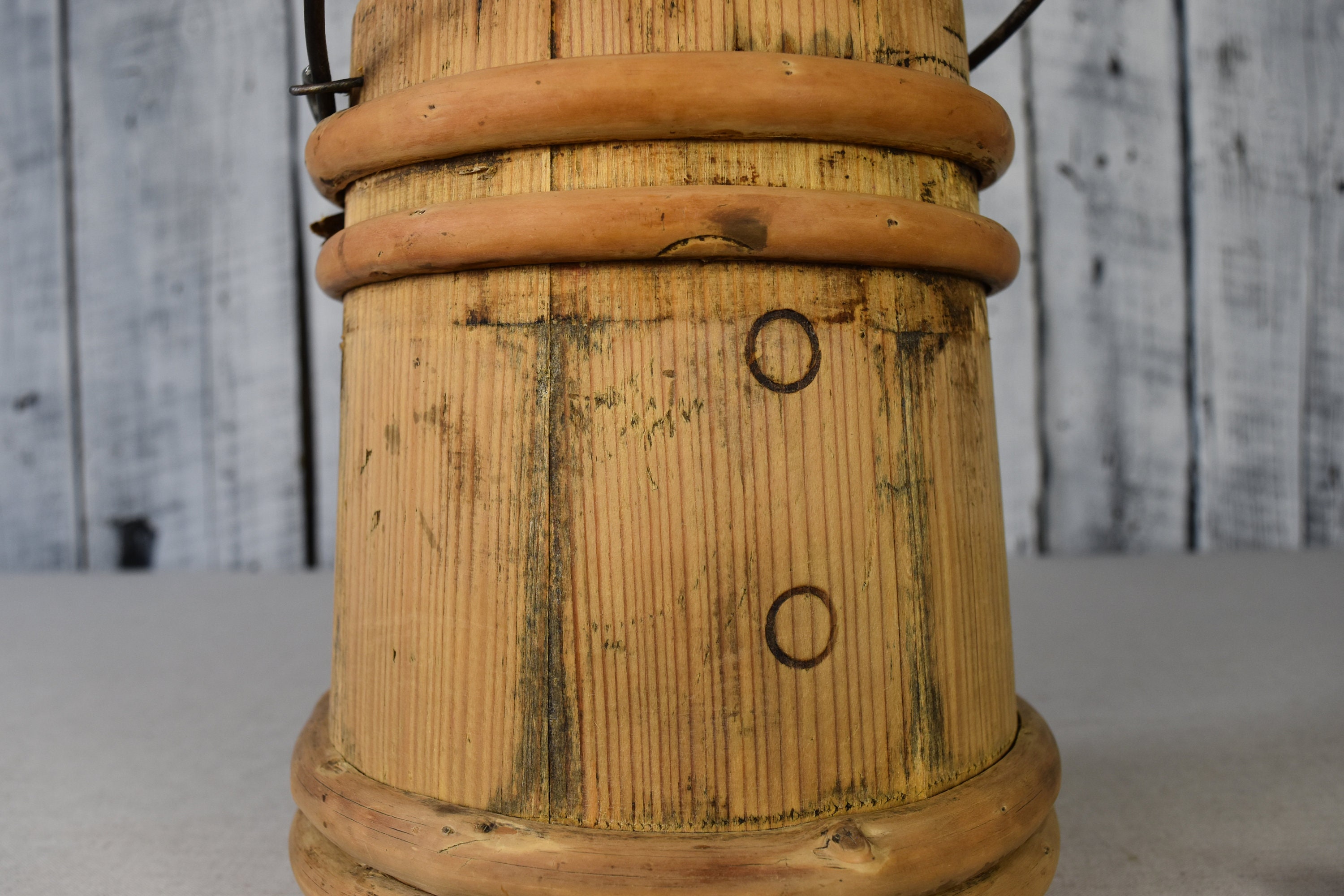 Antique Wooden Bucket / Rustic Wooden Bowl / Handmade Bucket / | Etsy