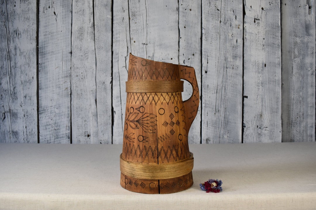 Antique Wooden Bowl / Wooden Mug Handmade / Large Wooden Mug / Rustic ...