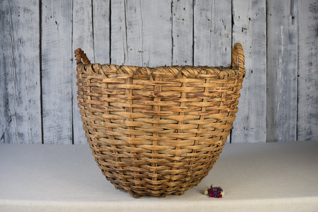 Vintage Wicker Basket / Wicker Storage Basket / Antique Wicker - Etsy