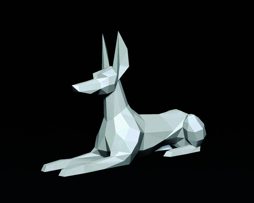 Anubis Paper Craft Paper Objet Low Poly Dog 3D | Etsy