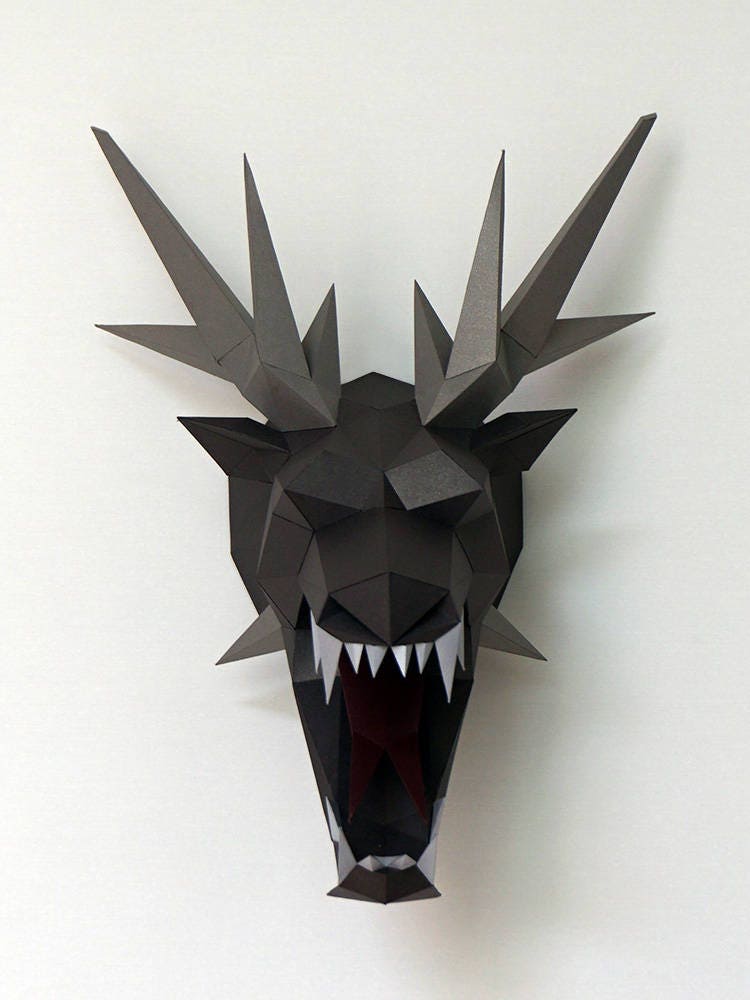 Be the Dragon Head Paper Craft Paper Trophy Low Poly | Etsy