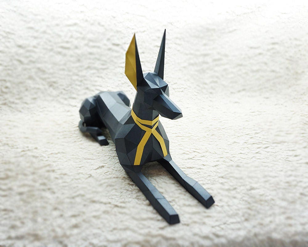 Anubis Paper Craft Paper Objet Low Poly Dog 3D | Etsy