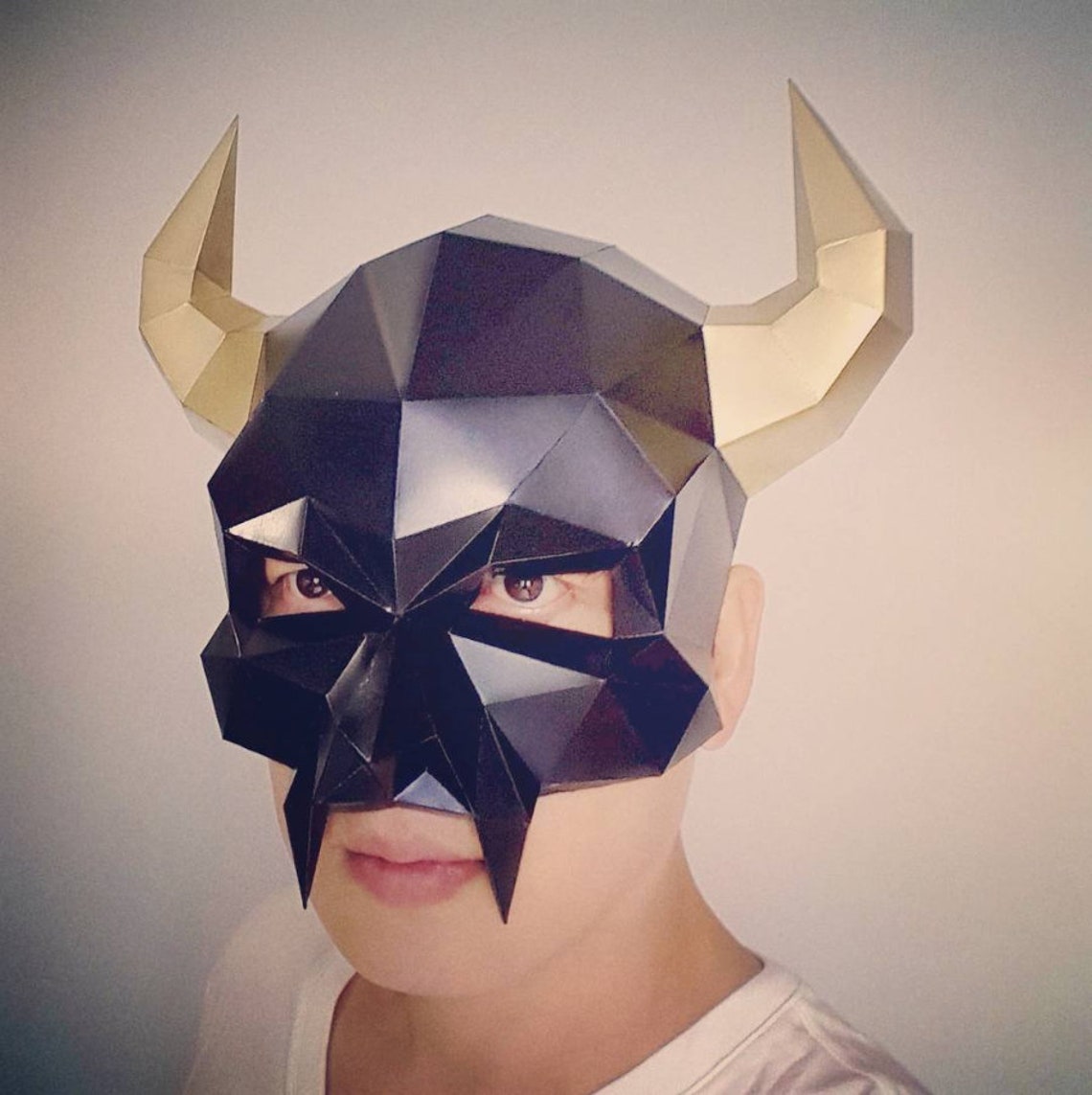 Viking Mask Paper Craft Realistic Low Poly 3D Polygon - Etsy