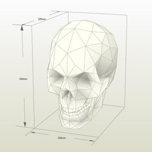 Realistic 3D Skull Paper Craft Pattern | Low Poly Paper Sculpture ...