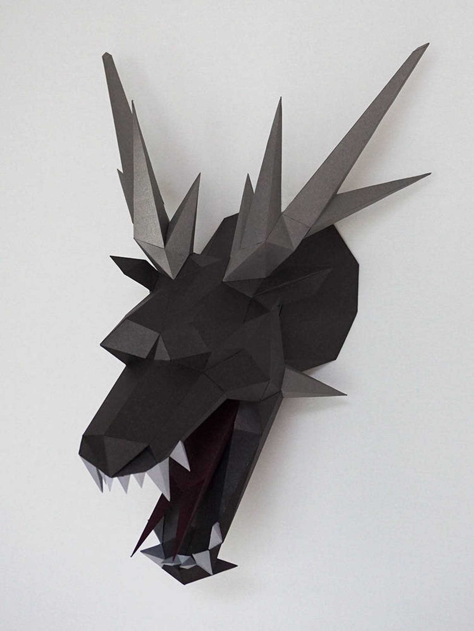 Be the Dragon Head Paper Craft Paper Trophy Low Poly Doll 3D Polygon ...
