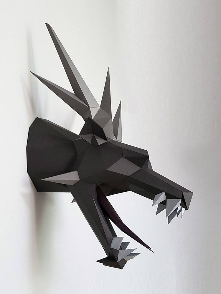 Be The Dragon head Paper craft Paper trophy Low poly | Etsy