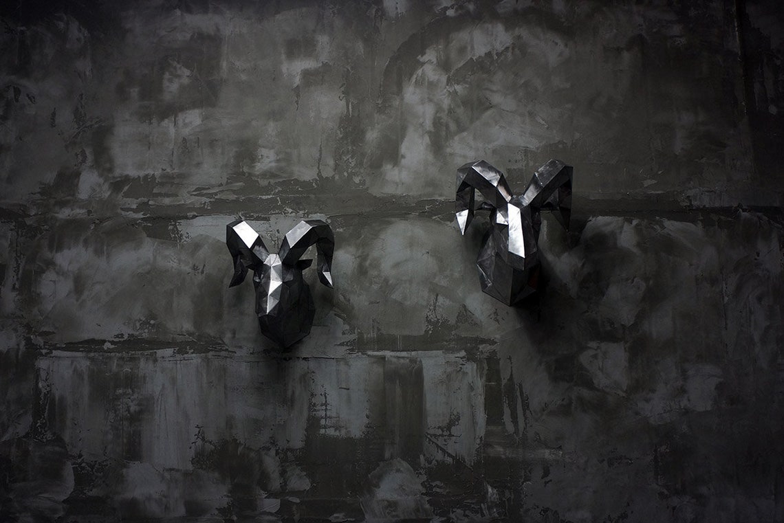 Iron Sheep Trophy Wall Decor Steel Statue Low Poly DXF | Etsy