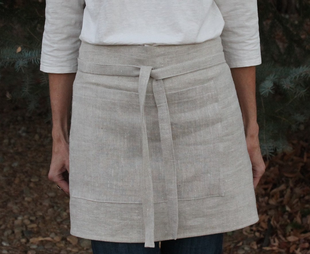 Half Apron in Natural Linen, Linen Half Apron, Half Apron, Apron With ...