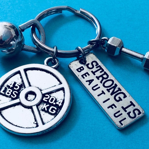 WEIGHT LIFTING KEYCHAIN Bodybuilding Keychain Strong is - Etsy