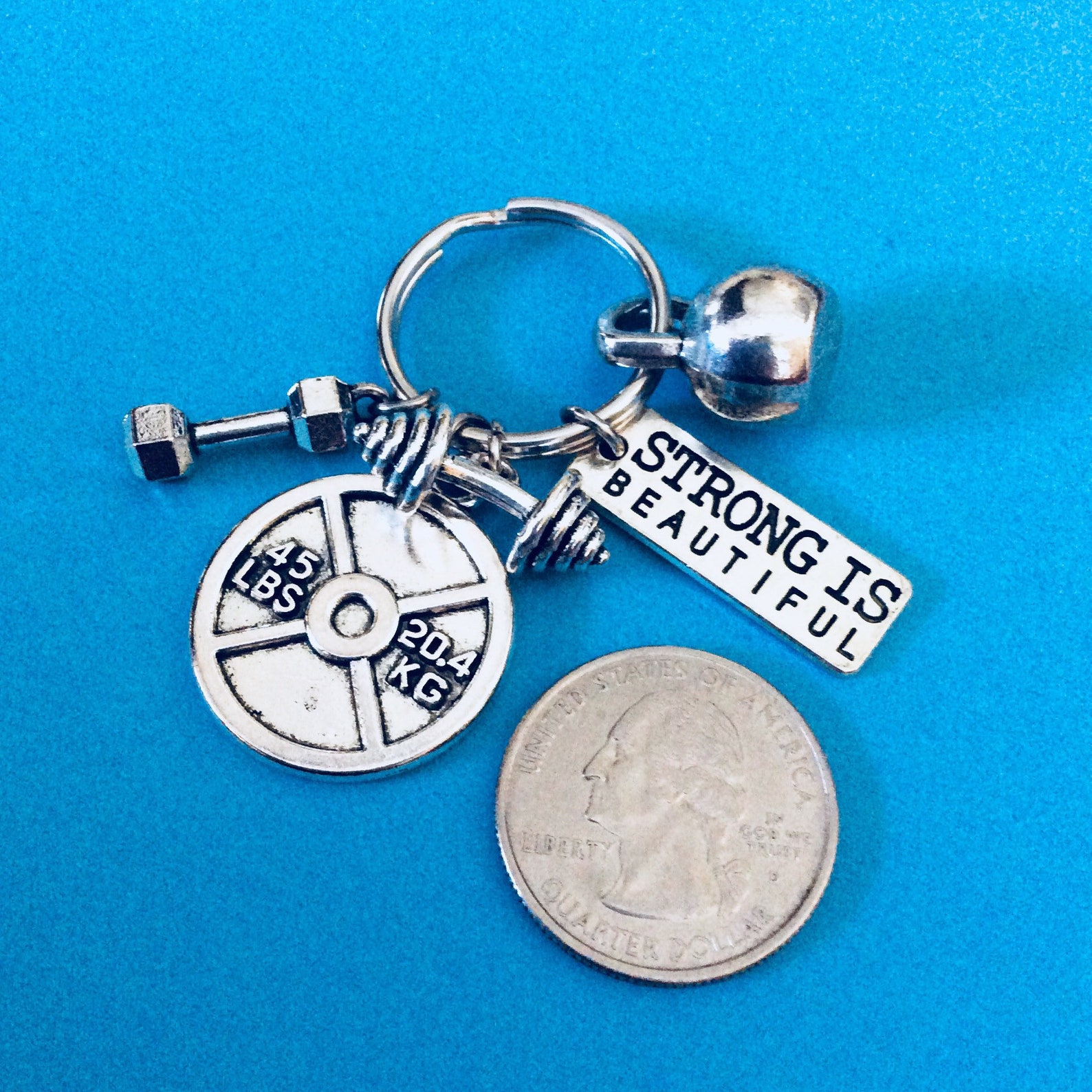 WEIGHT LIFTING KEYCHAIN Bodybuilding Keychain Strong is - Etsy