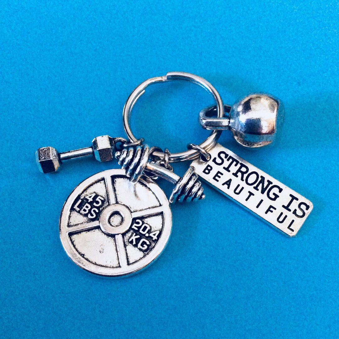 WEIGHT LIFTING KEYCHAIN Bodybuilding Keychain Strong is - Etsy