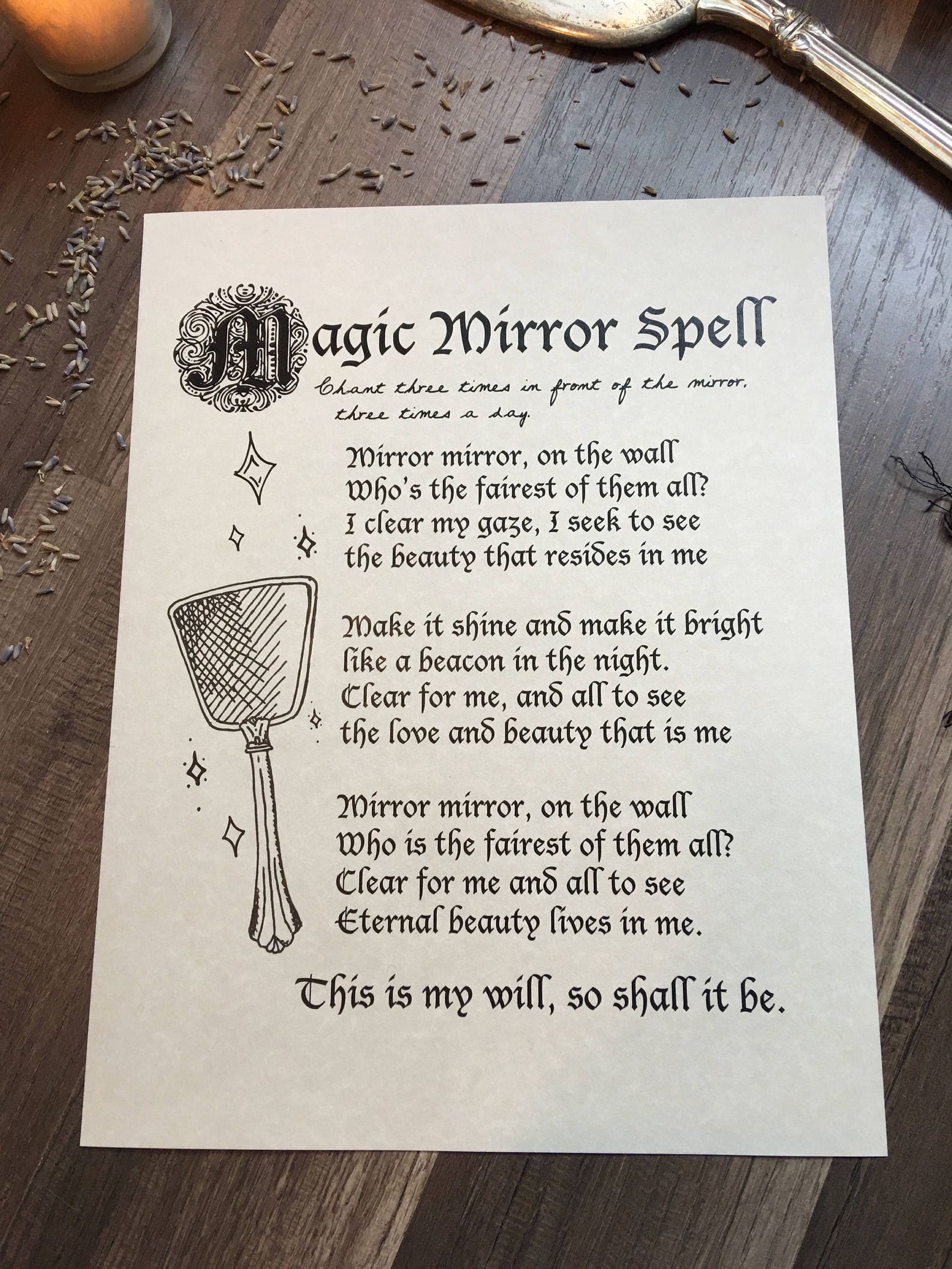 Magic Mirror Spell, Mirror Mirror on the Wall, Grimoire Pages, Print to ...
