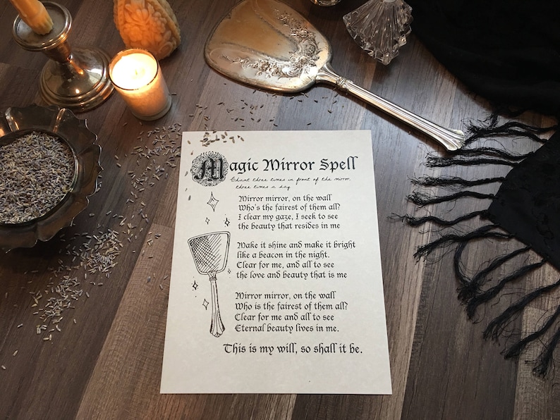 Magic Mirror Spell, Mirror Mirror on the Wall, Grimoire Pages, Print to ...