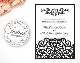 5x7'' invitation template SVG ai CRD eps pdf | Etsy