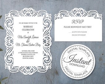 5x7'' Invitation Template Rsvp SVG Ai CRD Eps | Etsy