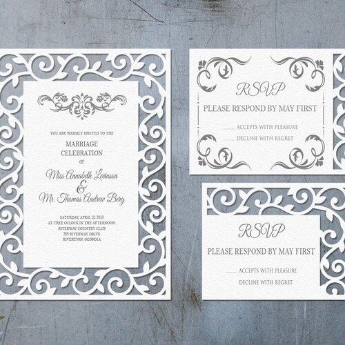 Wedding Invitation Template SVG DXF Ai CRD Eps Laser - Etsy