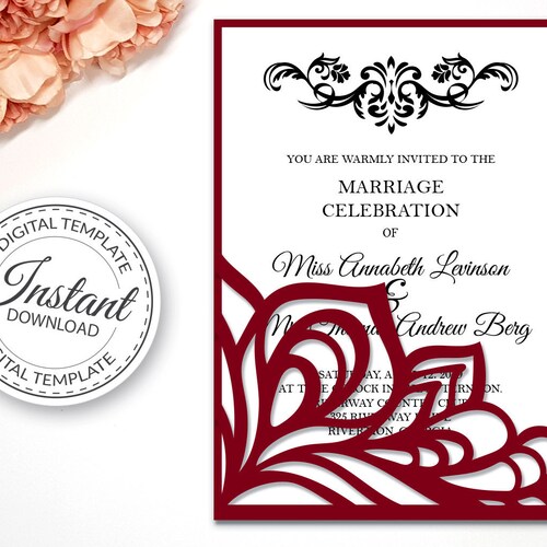 Wedding Invitation SVG DXF Ai CRD Eps Laser Cut - Etsy