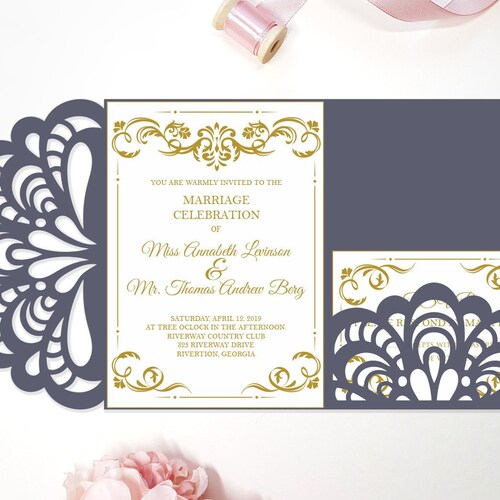 Wedding Invitation Template SVG DXF Ai CRD Eps Laser - Etsy