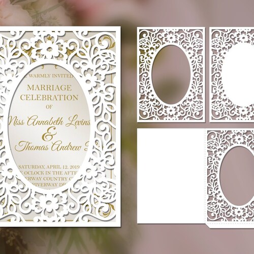 Wedding Invitation Template SVG DXF Ai CRD Eps Laser | Etsy